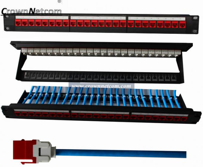19" 1U UTP/STP 24Port Unload Modular Blank Patch Panel with manager bar ...