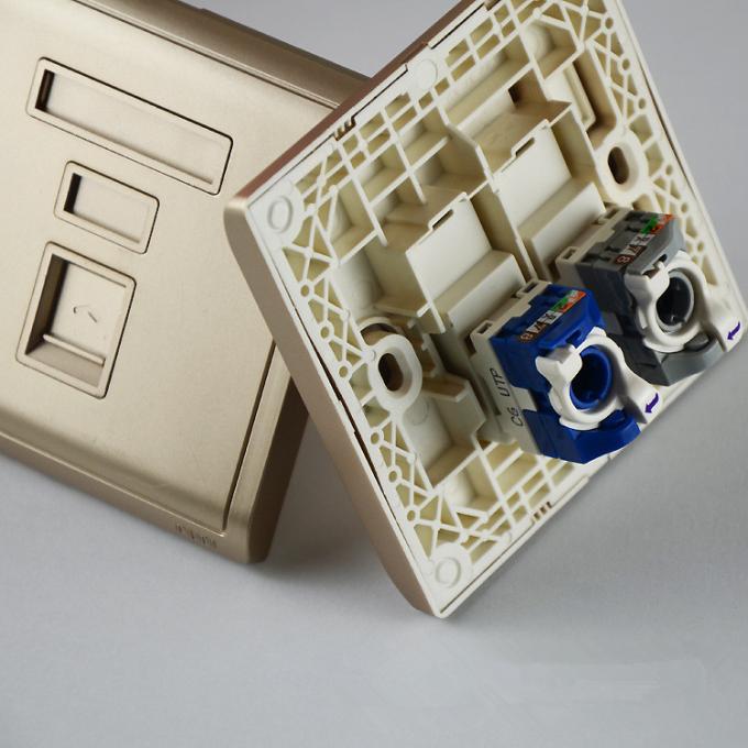 Network Champagne RJ45 Faceplates AMP Type 2ports Face Plates RoHS ABS ...