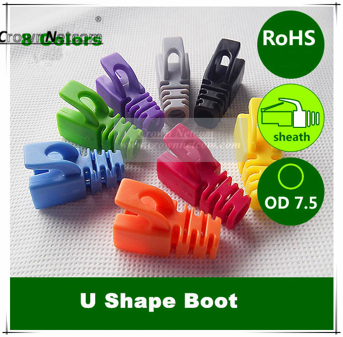 8 Colors RoHS U Boots Cat6 Shielded Boots 7.5MM Colorful U Sheath ...