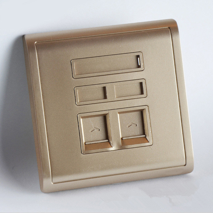 Network Champagne RJ45 Faceplates AMP Type 2ports Face Plates RoHS ABS ...