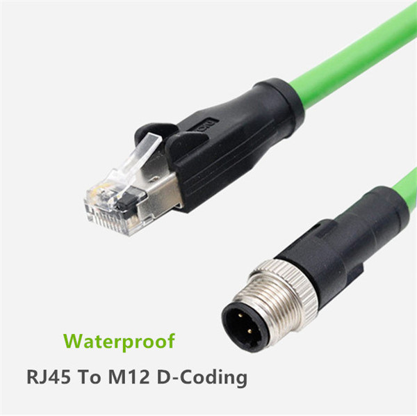 Waterproof M12 D-Coding to RJ45 Patch Cable Ethernet RJ45 Patch Cord ...